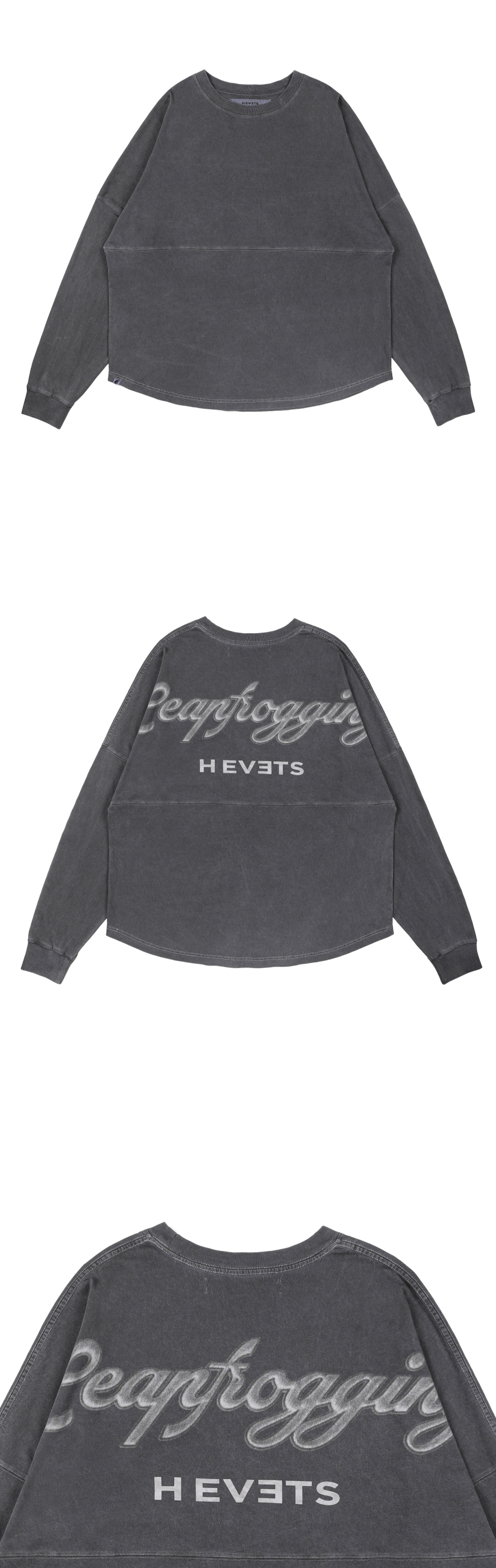헤베츠 우먼 가먼트다잉 립플로깅 티셔츠 그레이 | Hevets | KREAM