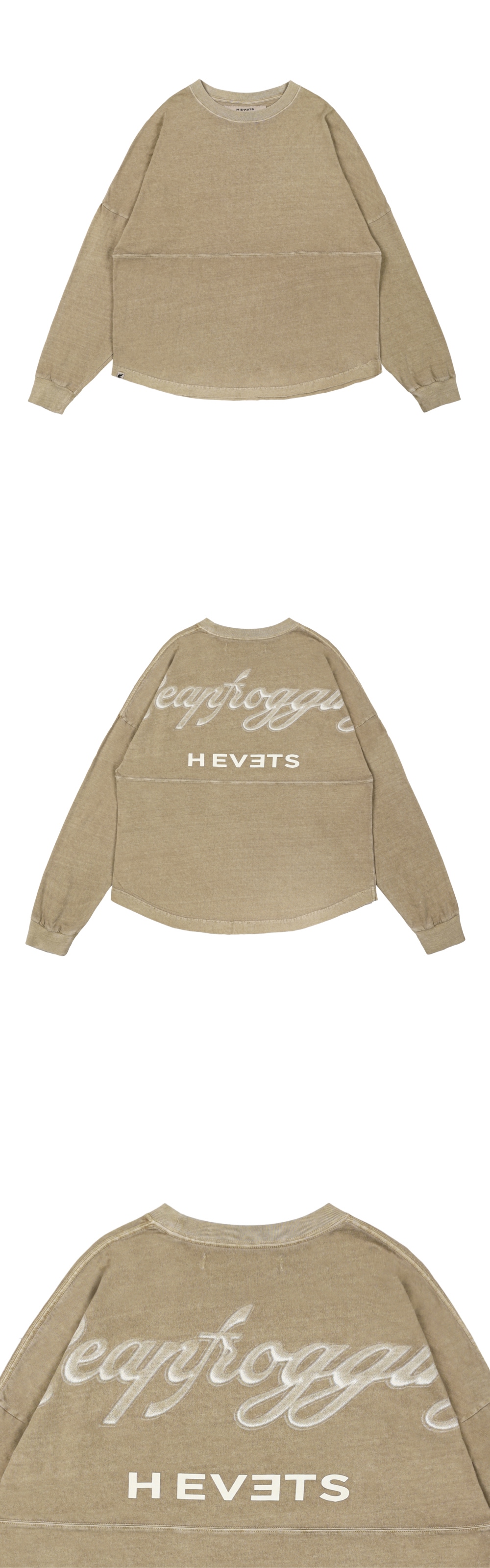 헤베츠 우먼 가먼트다잉 립플로깅 티셔츠 베이지 | Hevets | KREAM