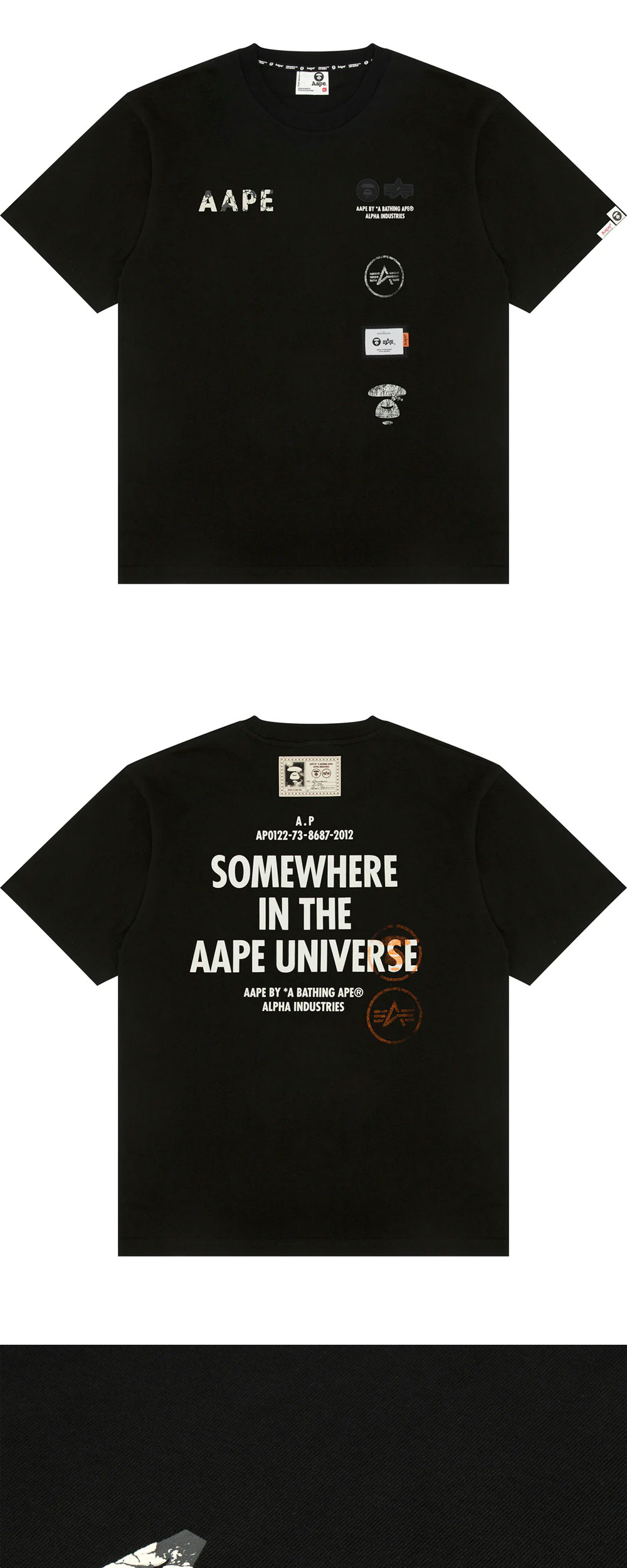 에이프 x 알파 인더스트리 크로스오버 티 블랙 - 25SS | AAPE | KREAM