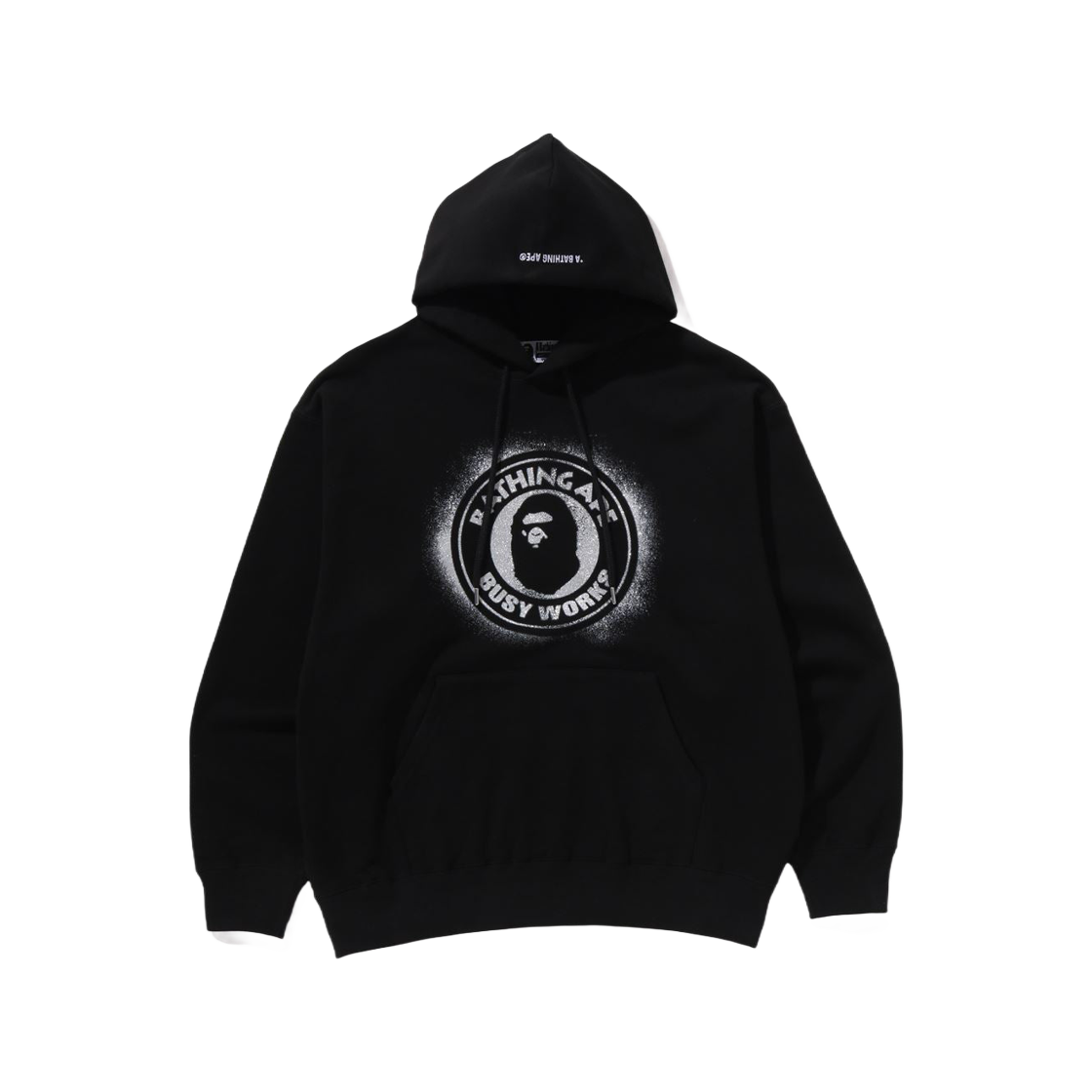 베이프 글리터 프린트 비지 웍스 릴렉스드 핏 풀오버 후드 블랙 | BAPE | KREAM