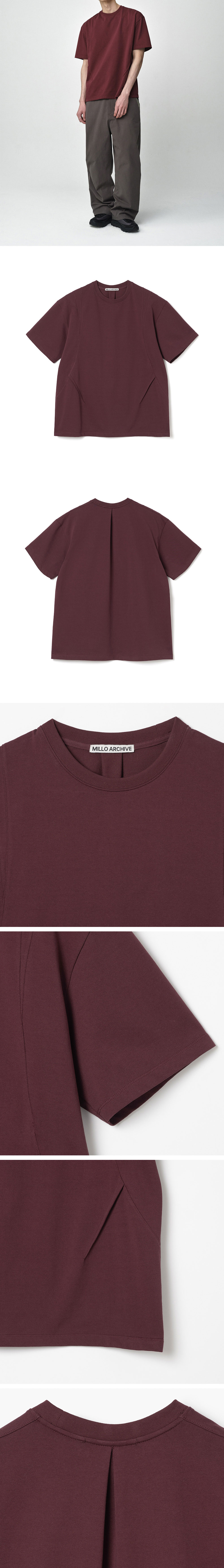 밀로 아카이브 데인티 커브 디테일 티셔츠 버건디 | Millo Archive | KREAM