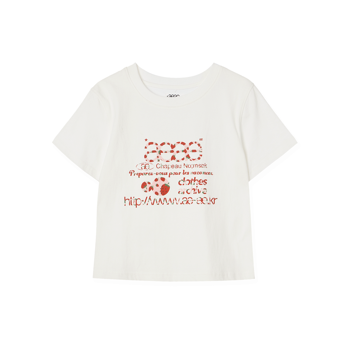 에이이에이이 웹 로고 크롭 티셔츠 스트로베리 | AEAE | KREAM