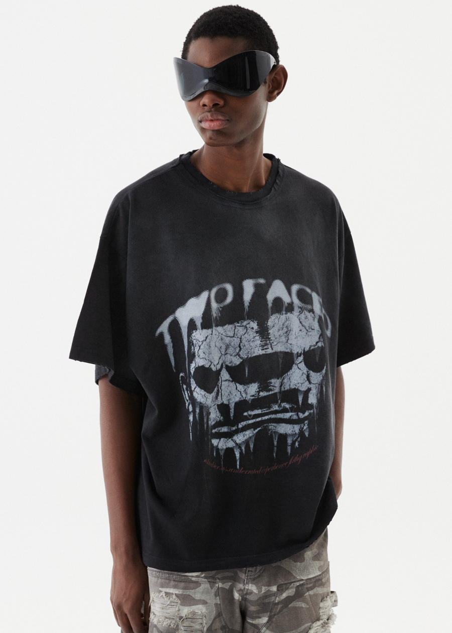디엔에스알 썰파 다잉 투페이스 티셔츠 블랙 | DNSR | KREAM