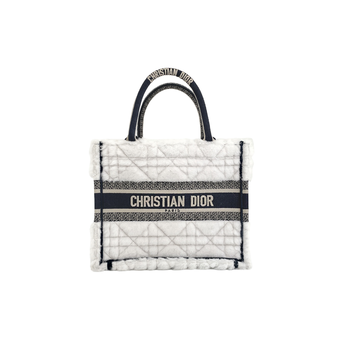 디올 매크로까나쥬 시어링 북토트백 스몰 에크루/네이비 | DIOR Boutique | KREAM