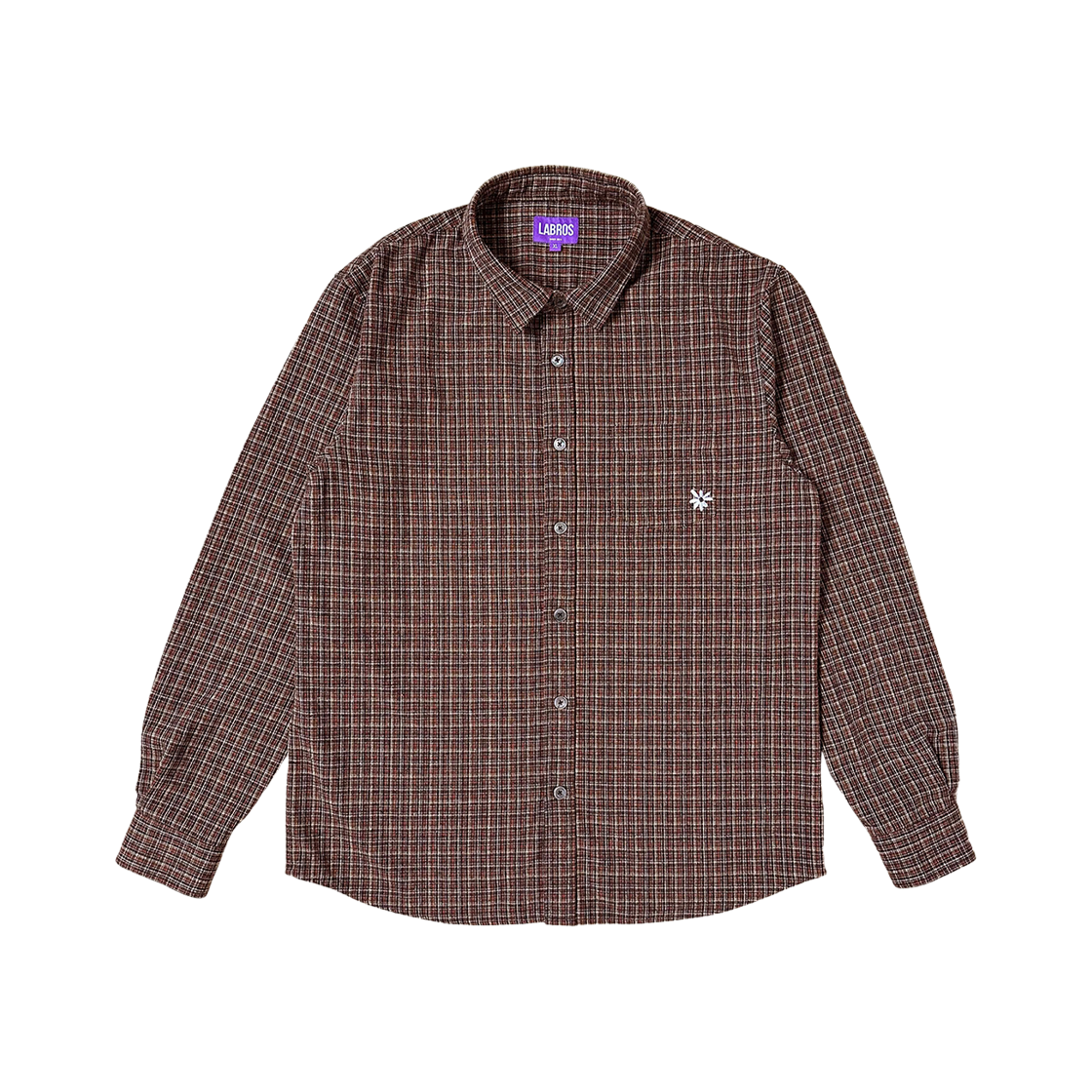 라브로스 심볼 로고 플레이드 버튼 셔츠 브라운 | Labros | KREAM