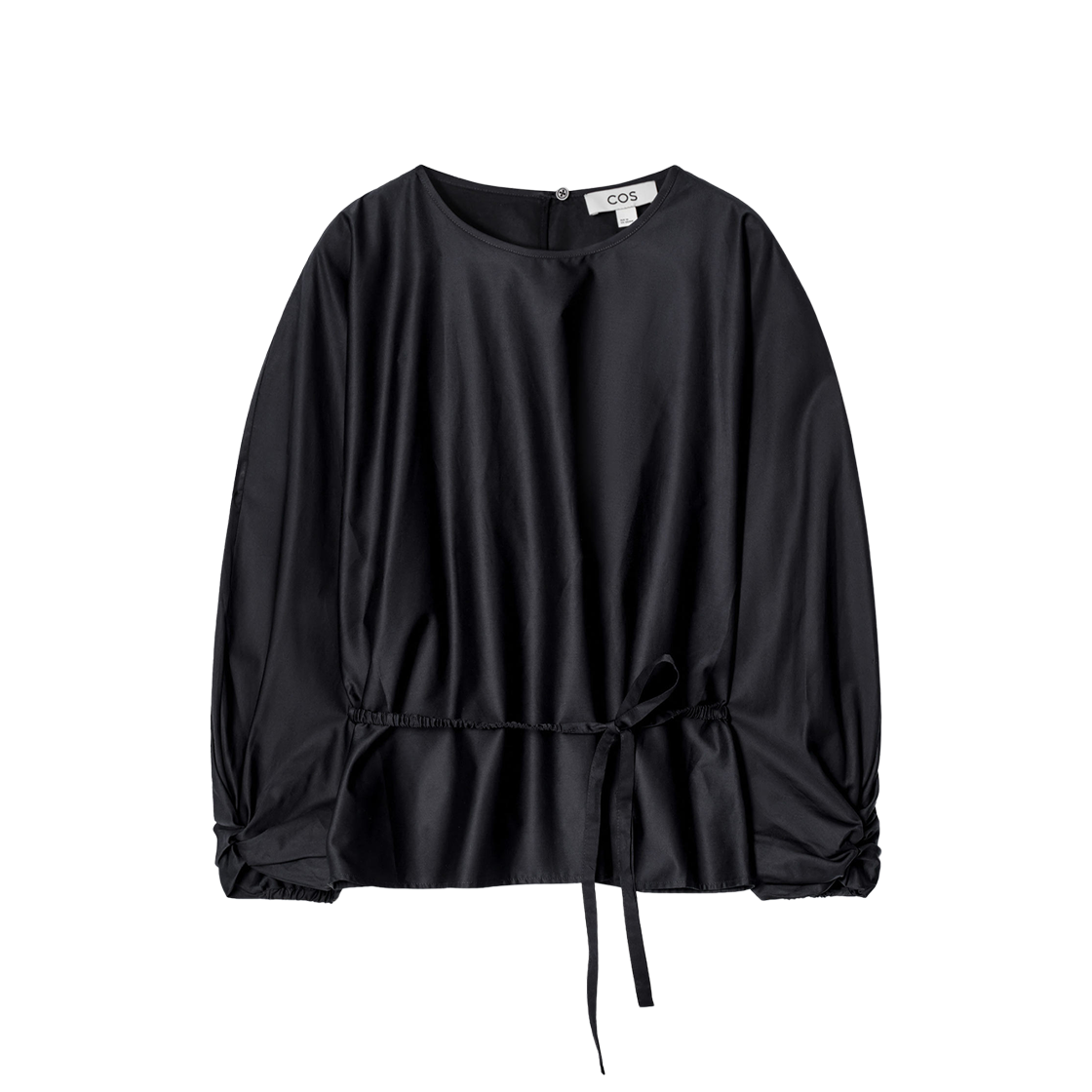 (W) 코스 드로우스트링 페플럼 블라우스 네이비 | COS | KREAM