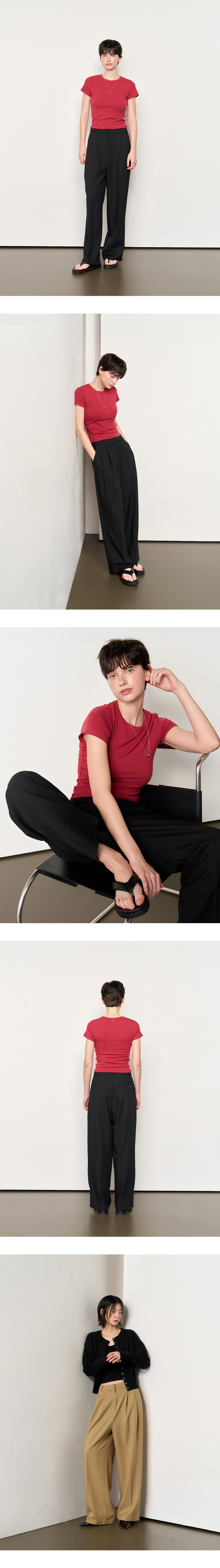 제너럴아이디어 우먼 투턱 와이드 슬랙스 블랙 | GENERAL IDEA | KREAM