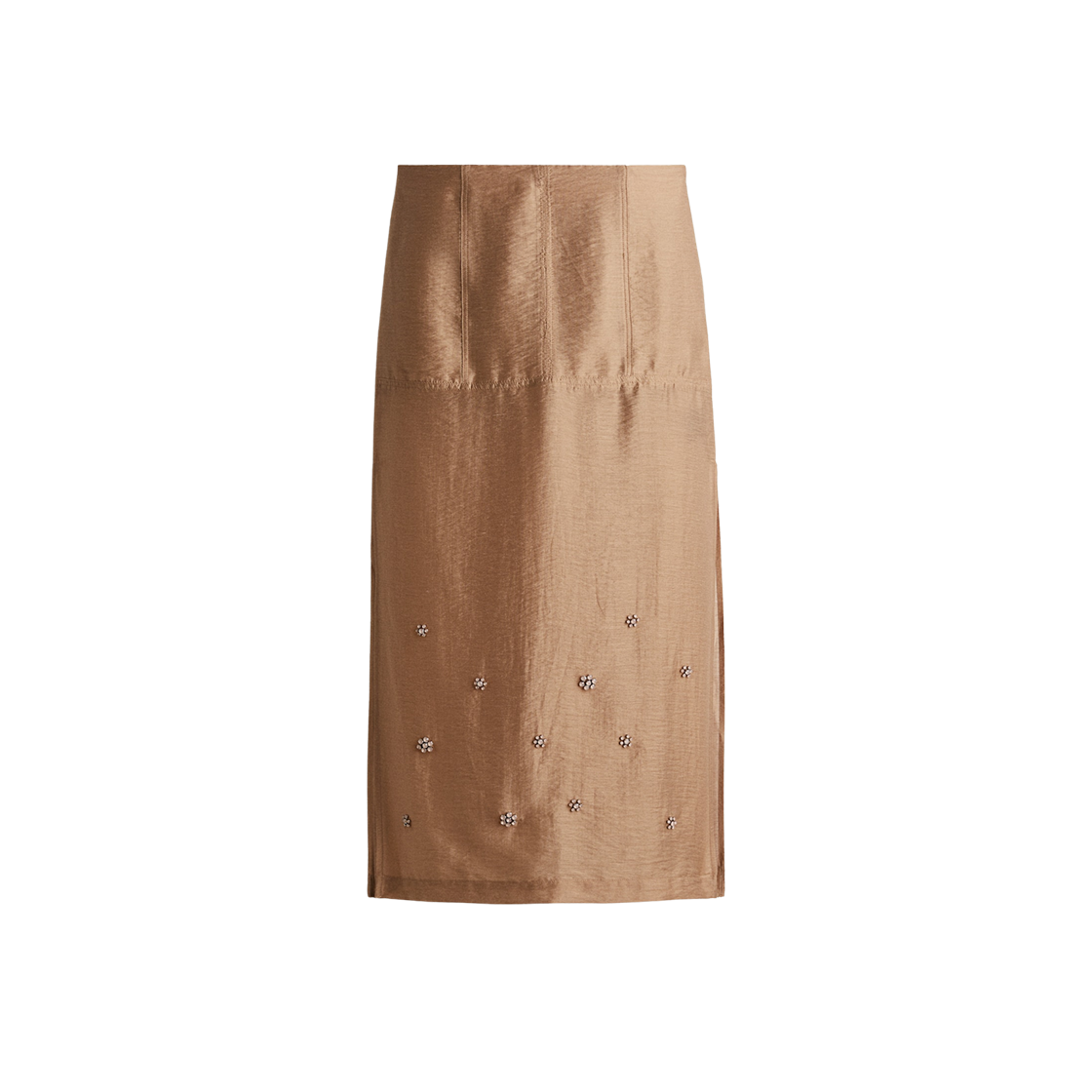 (W) 에이치앤엠 시어 엠벨리시드 스커트 다크 베이지 | H&M | KREAM