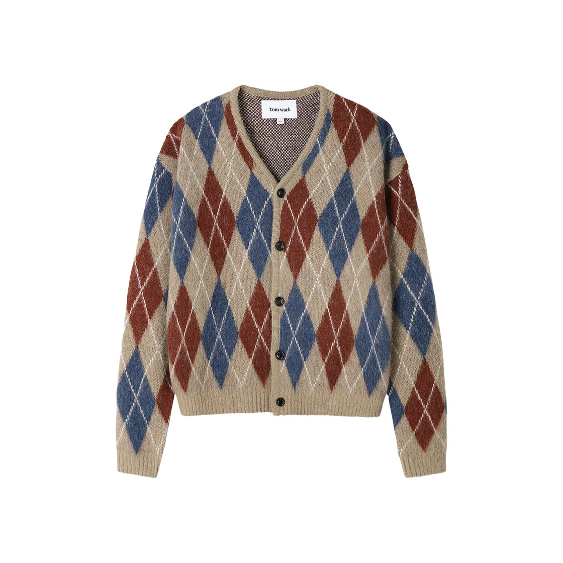 토니웩 브러시드 모헤어 아가일 가디건 베이지 블루 | Tonywack | KREAM