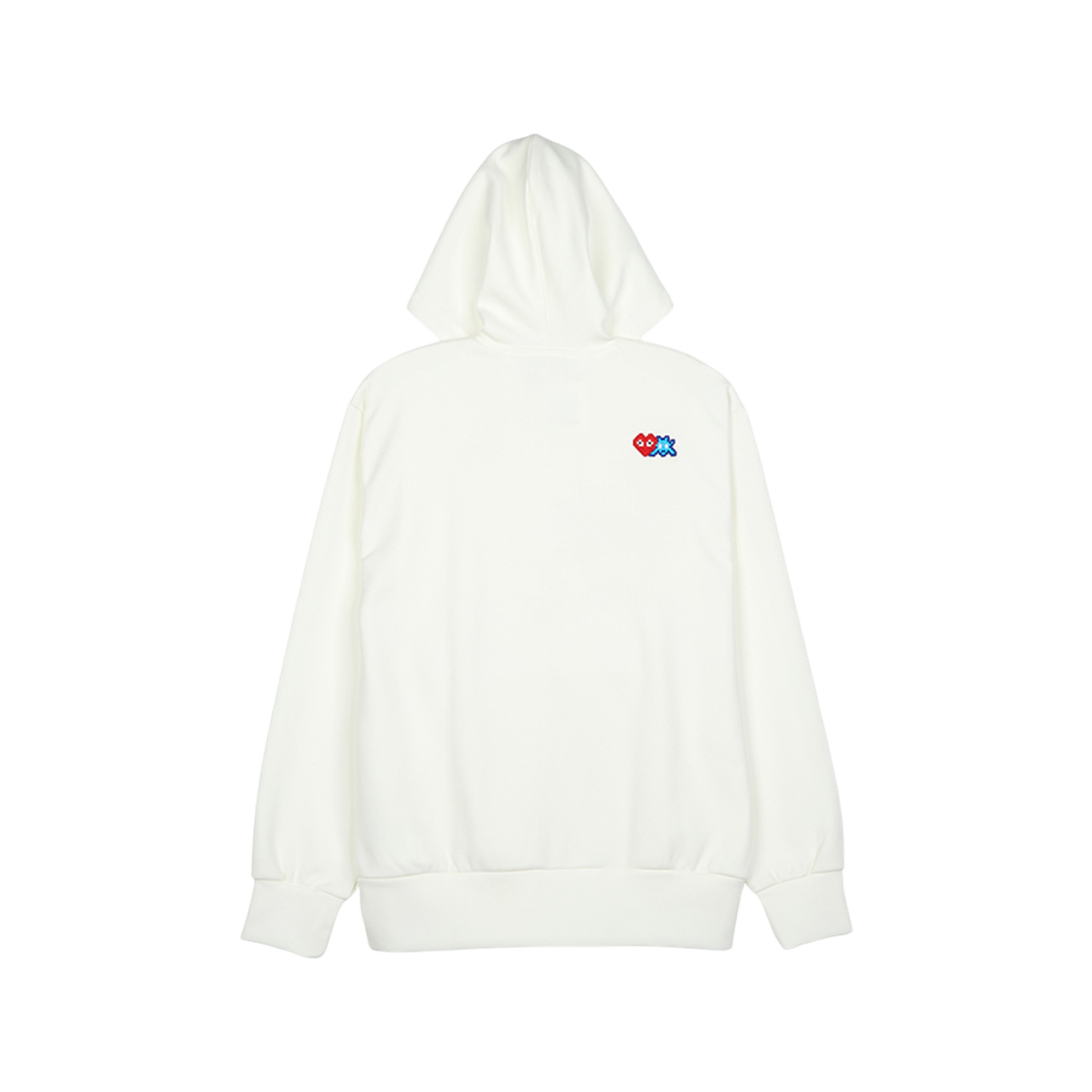 플레이 꼼데가르송 x 인베이더 더블 픽셀 하트 후드 집업 화이트 | Play Comme des Garcons | KREAM