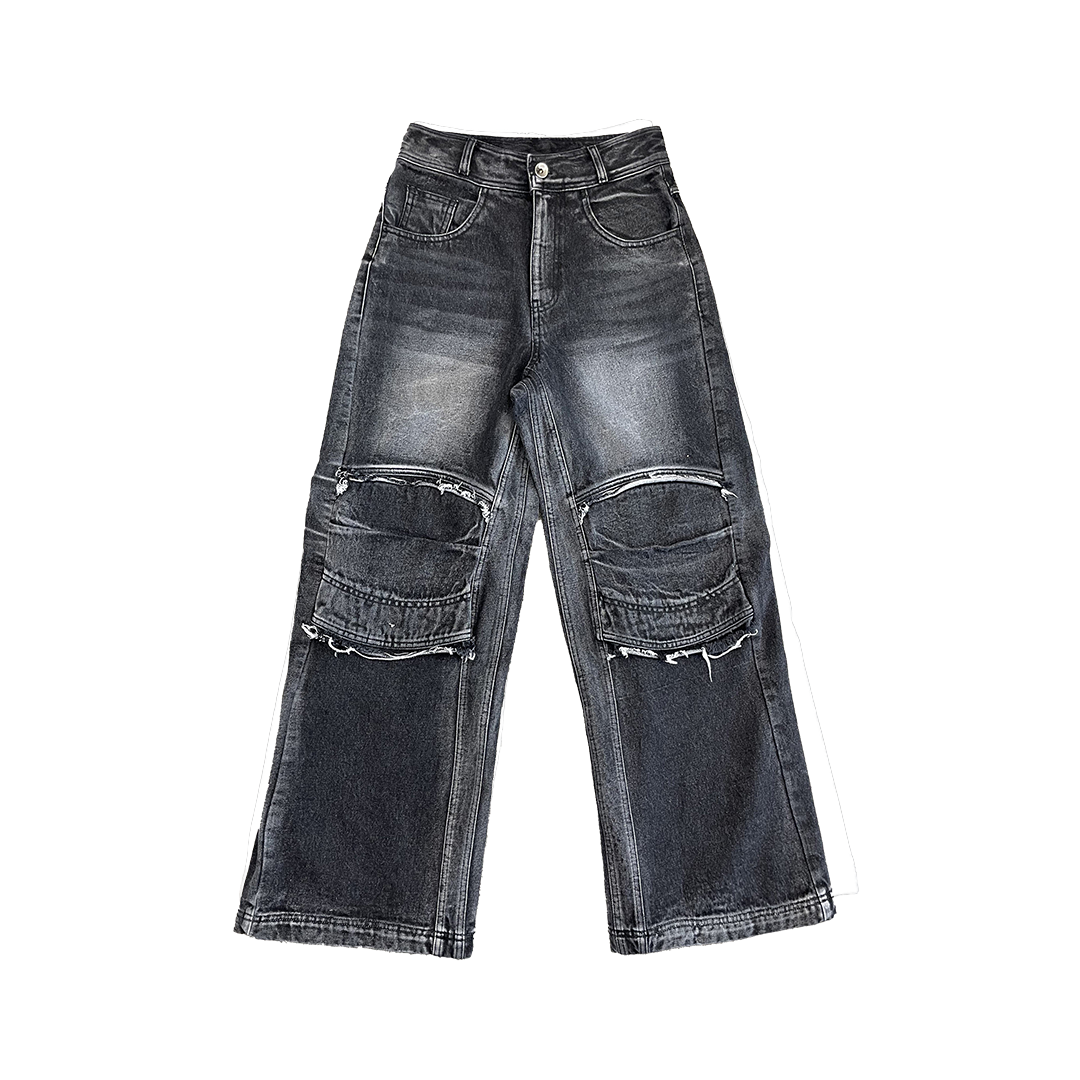 비엘알 니 포인트 데님 팬츠 블랙 (리뉴) | BLR | KREAM