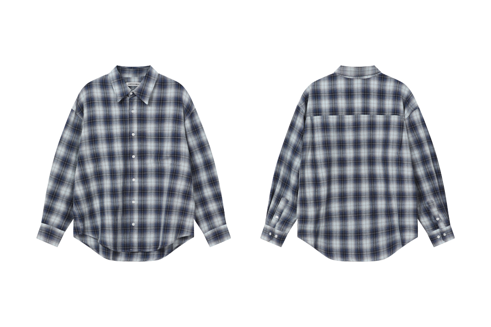 퍼머넌트 아카이브 옴브레 체크 셔츠 네이비 | PERMANENT ARCHIVE | KREAM