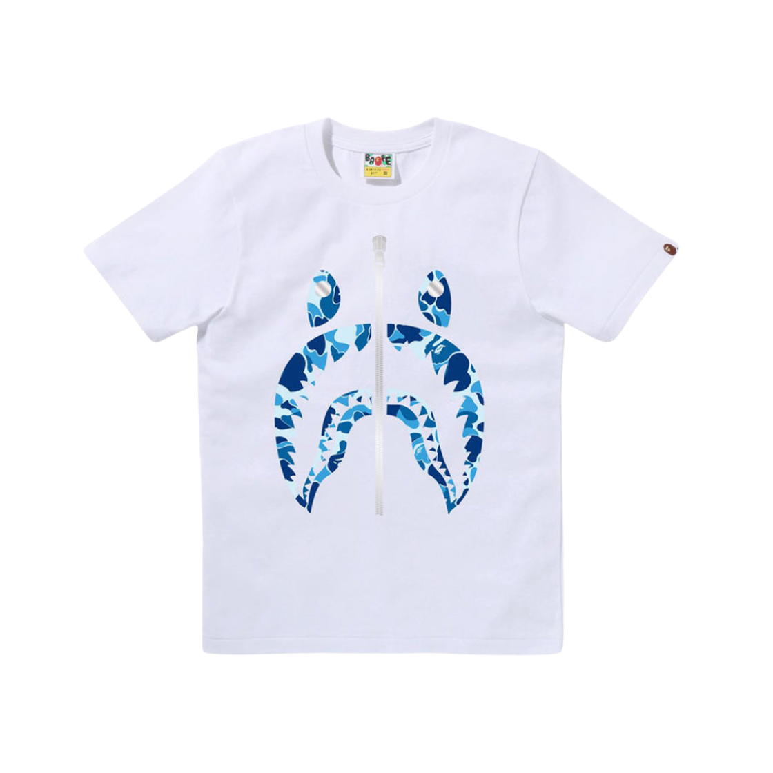 (W) 베이프 ABC 카모 샤크 티셔츠 화이트 블루 | BAPE | KREAM
