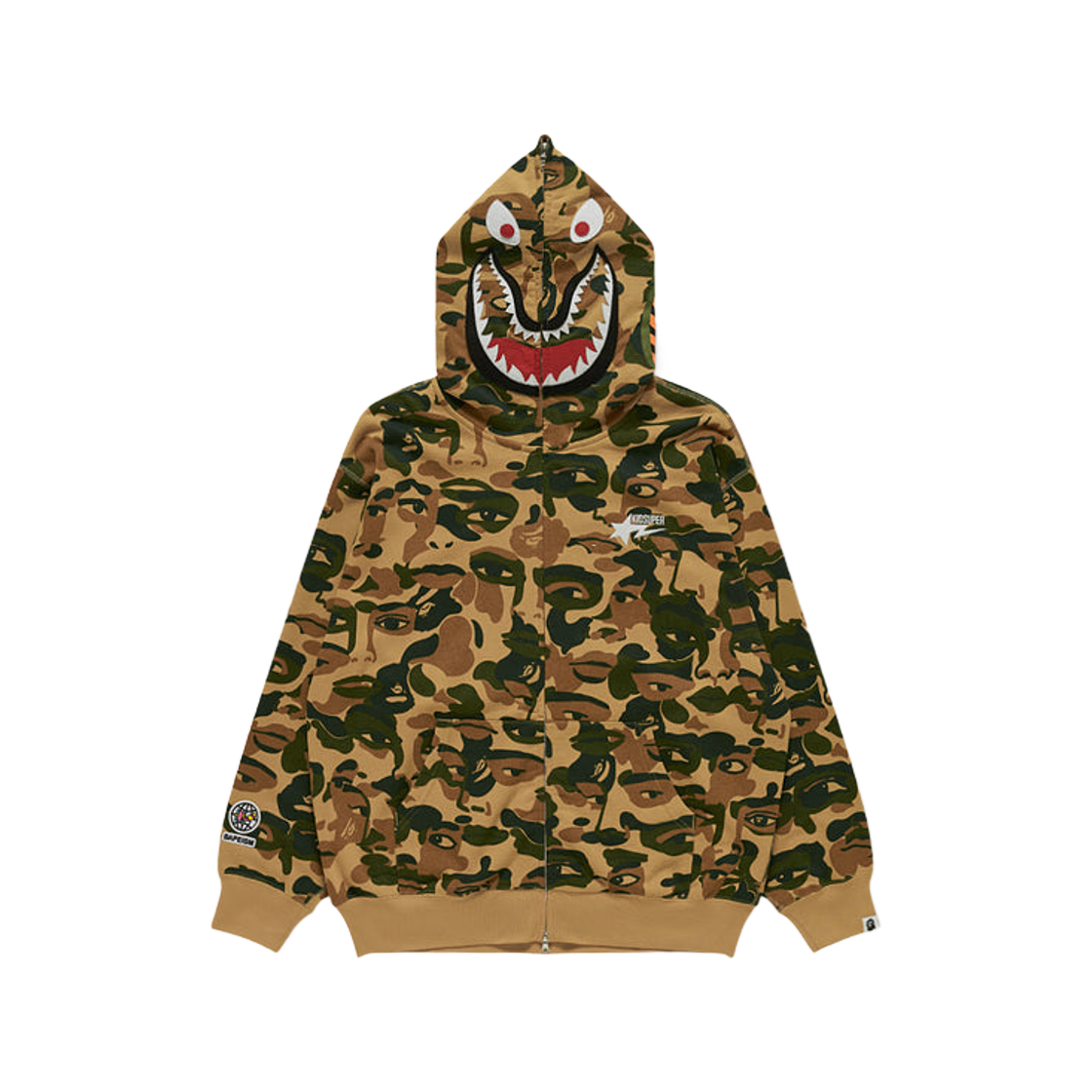 베이프 x 키드슈퍼 카모 샤크 풀 집 후드 그린 | BAPE | KREAM