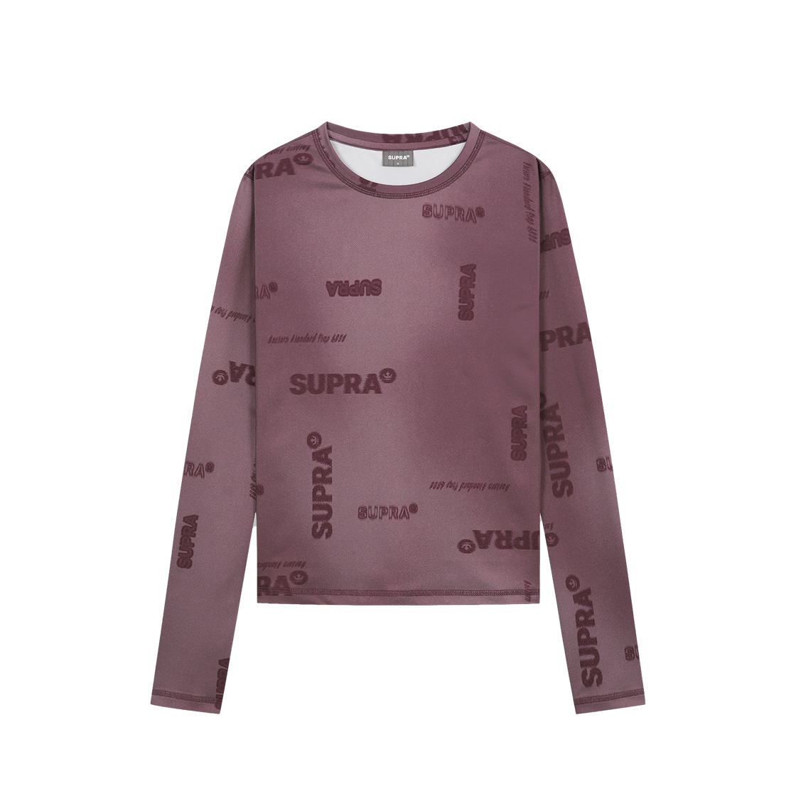 수프라 여성 워싱 레터링 크롭 긴팔 티셔츠 와인 | Supra | KREAM