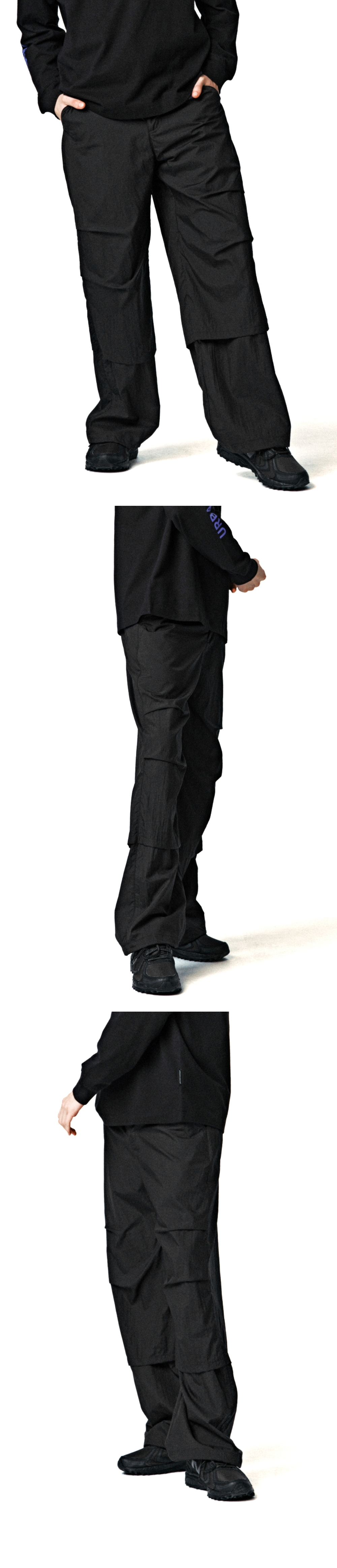 록히드마틴 와이드 핏 레이어드 팬츠 블랙 | LOCKHEED MARTIN | KREAM