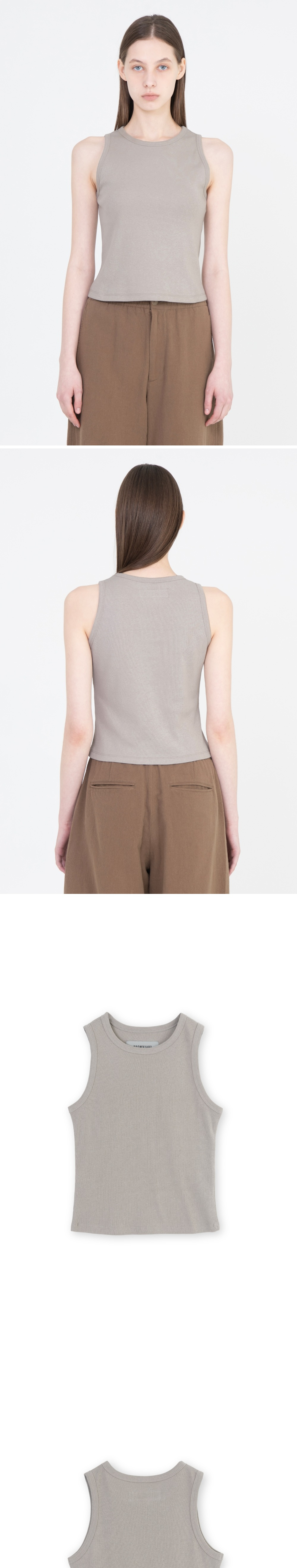 브라운야드 W 라운드 슬리브리스 탑 베이지 | BROWNYARD | KREAM