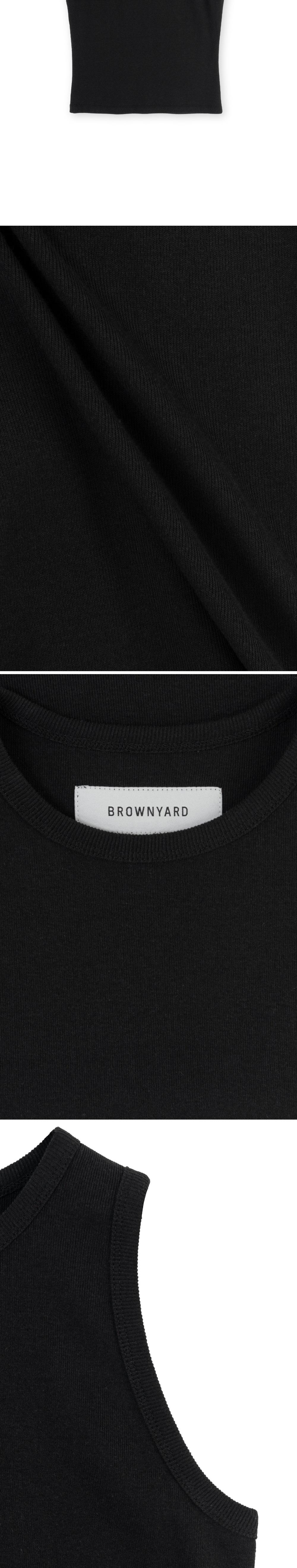 브라운야드 W 라운드 슬리브리스 탑 블랙 | BROWNYARD | KREAM