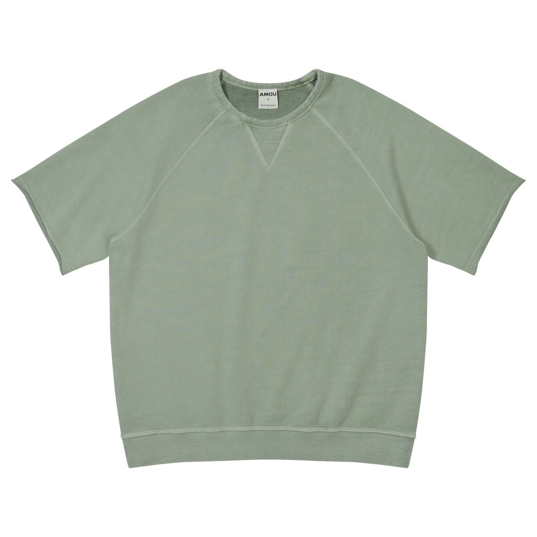 아모우 빈티지 워싱 레글런 하프 티셔츠 라이트 카키 | AMOU | KREAM