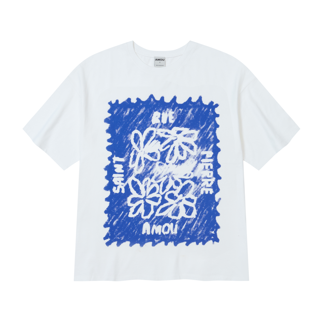 아모우 프랜치 포스트 하프 티셔츠 화이트 | AMOU | KREAM