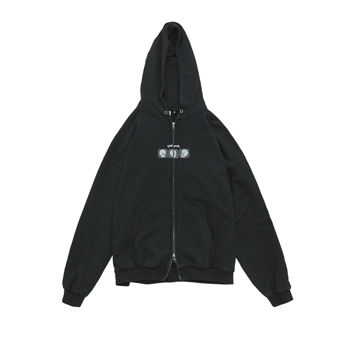 폴리테루 x 캐스퍼 집 후디 3 굿 맨 워시드 블랙 | Polyteru | KREAM