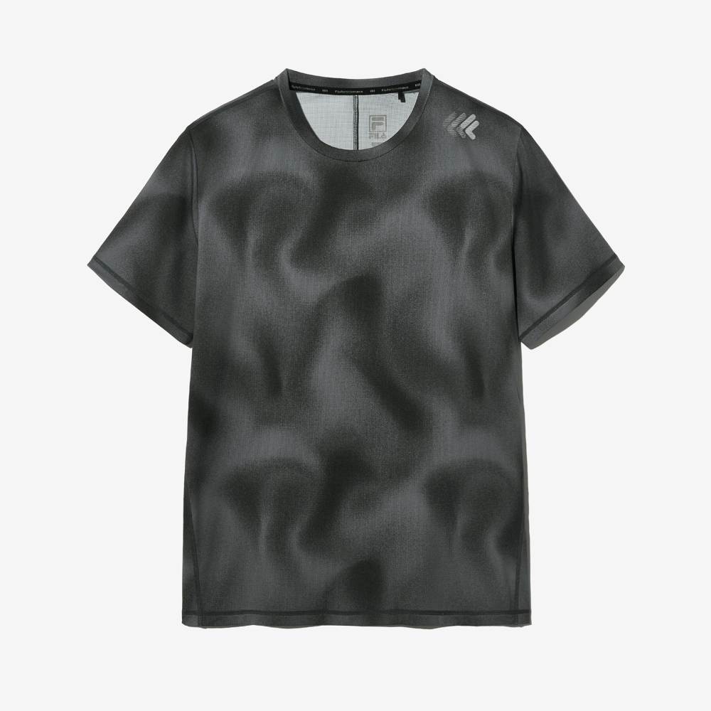 휠라 그래픽 패턴 기능성 반팔티 블랙패턴 | FILA | KREAM
