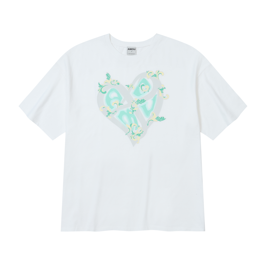 아모우 아르누보 하트 하프 티셔츠 화이트 | AMOU | KREAM