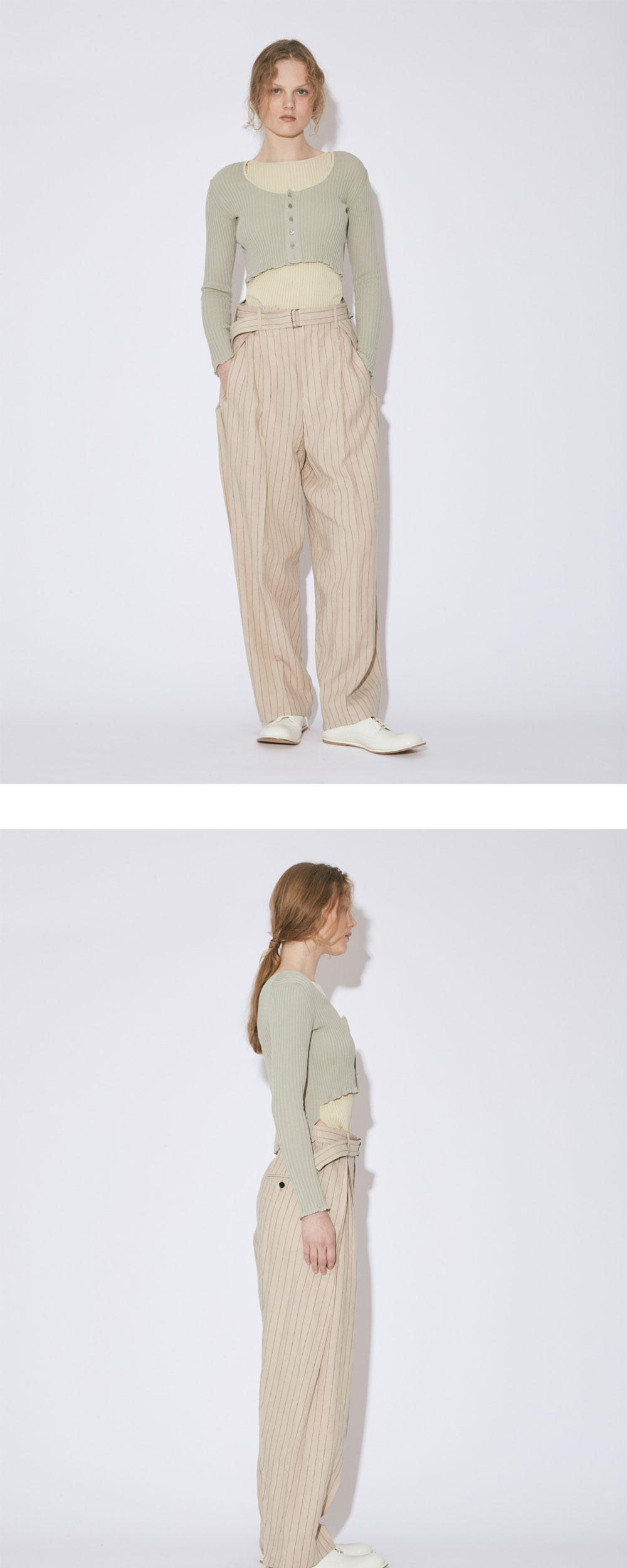 뷰티풀피플 우먼 하이 게이지 사이드 C 니트 가디건 옐로우 그린 - 25SS | Beautiful People | KREAM