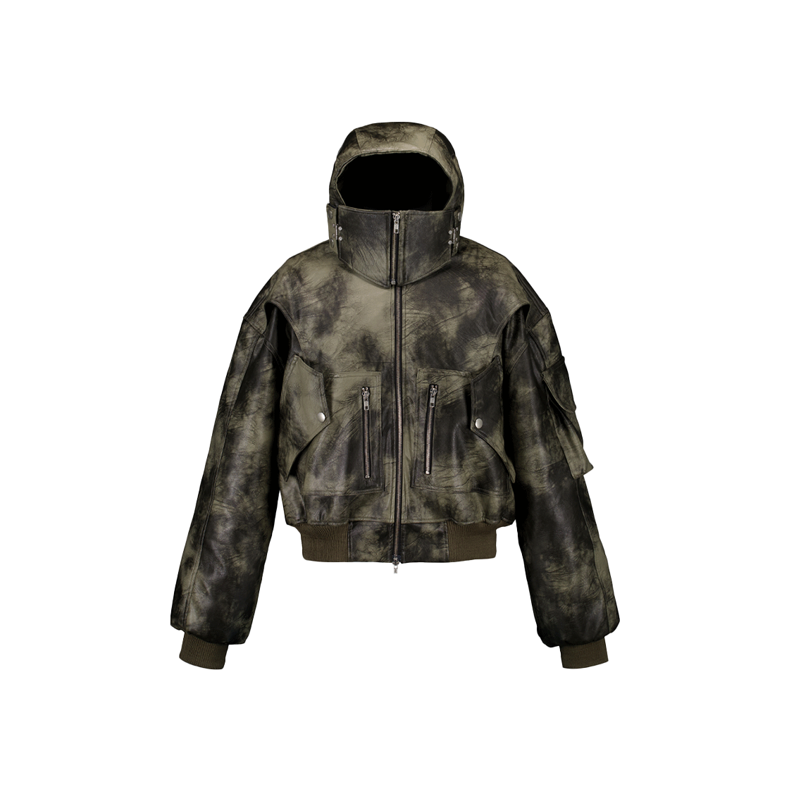 풀오브썬 써클 레더 마스크 자켓 4온스 퀼팅 카키 그레이 (힌지마스크 포함) | Full of Ssun | KREAM