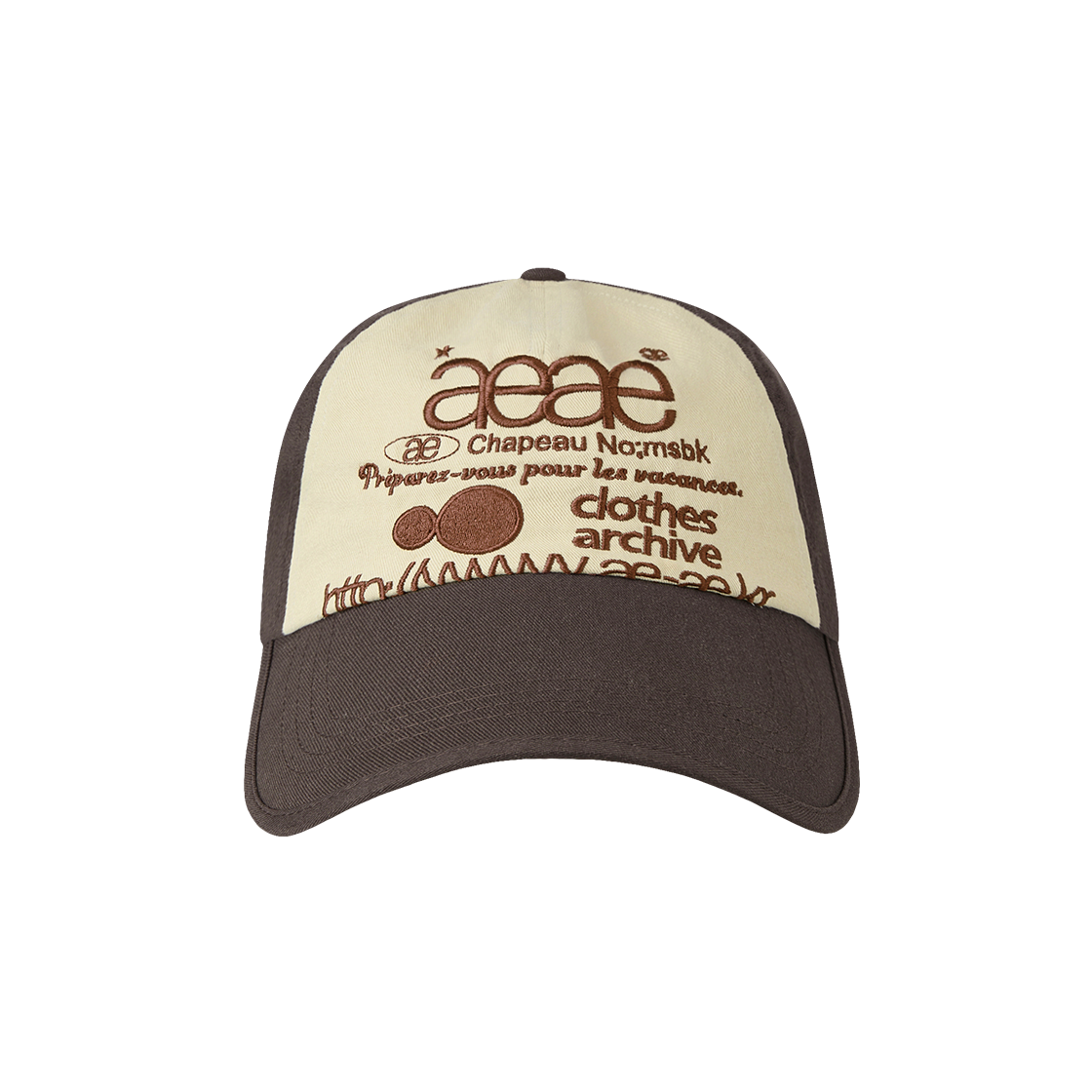 에이이에이이 웹 로고 5 패널 볼캡 브라운 & 아이보리 | AEAE | KREAM