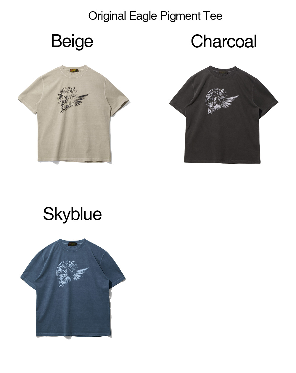 오가프 오리지널 이글 피그먼트 티 스카이블루 | OGARP | KREAM