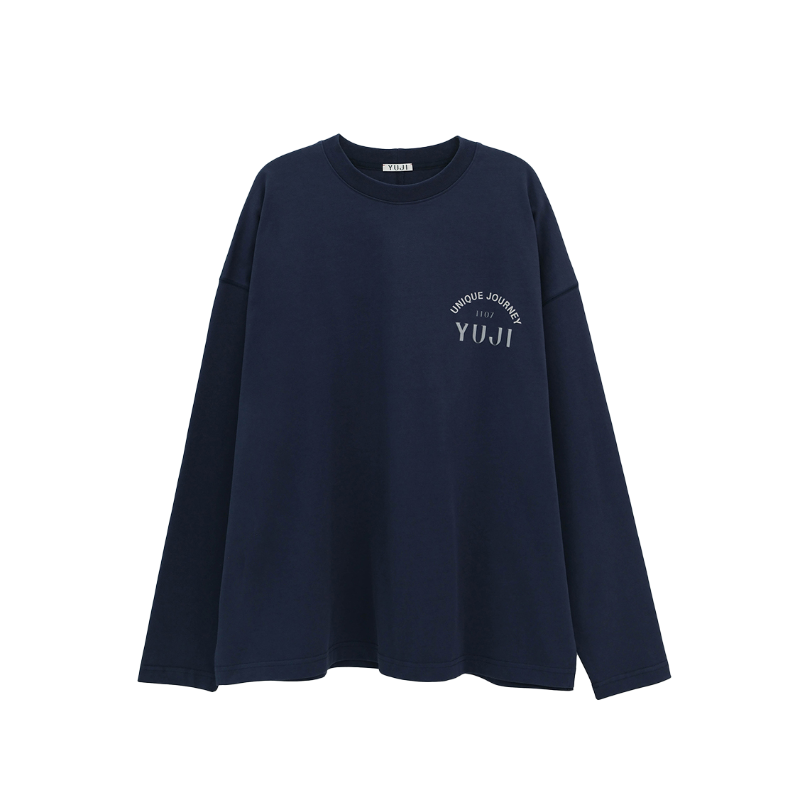 유지 UI 슬로건 긴팔 티셔츠 미스틱블루 | YUJI | KREAM