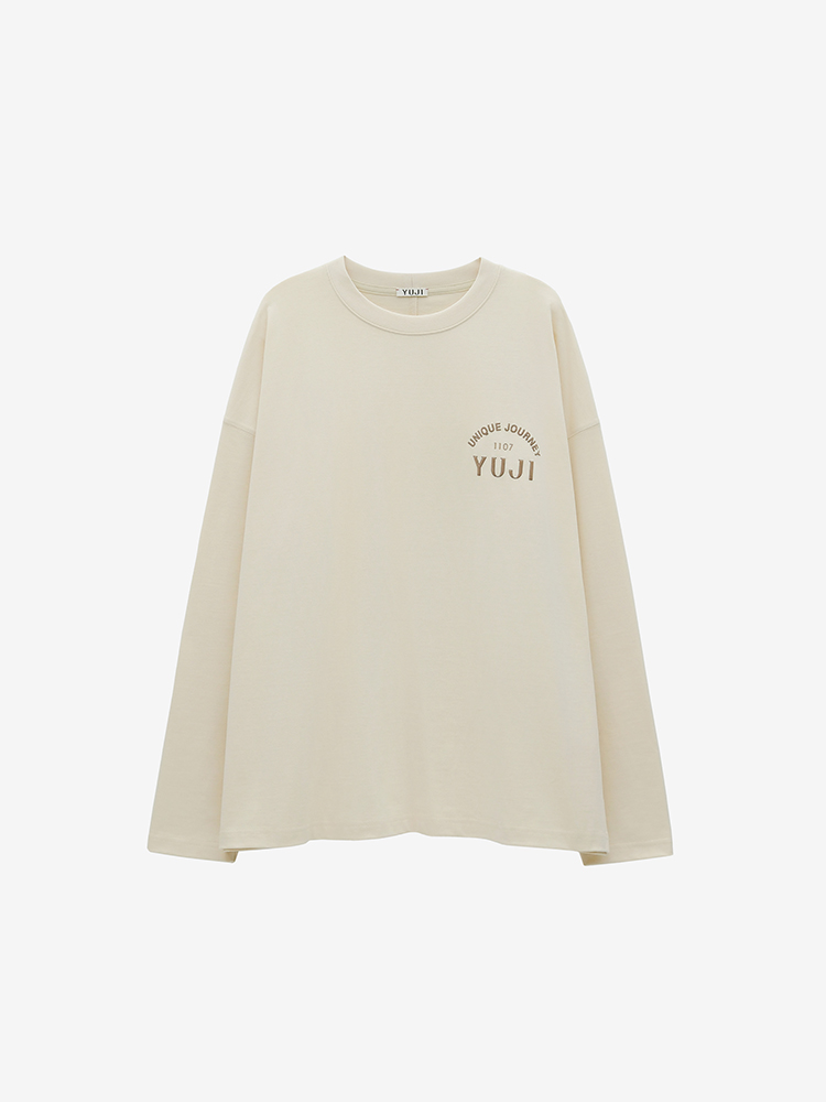 유지 UI 슬로건 긴팔 티셔츠 아이보리 | YUJI | KREAM