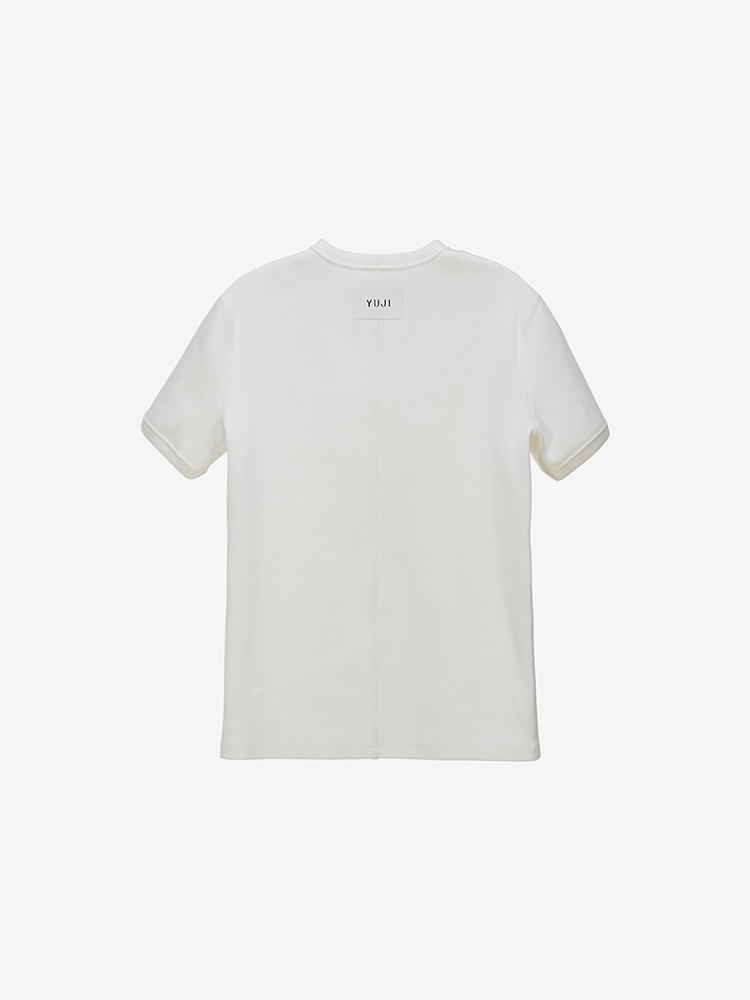 유지 로고 프린트 핏 탑 화이트 | YUJI | KREAM