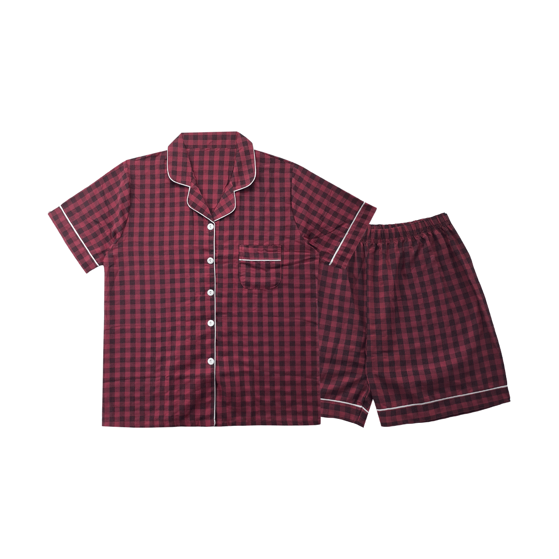 (W) 에이원 잔체크 반팔 잠옷 세트 레드 | AONE | KREAM