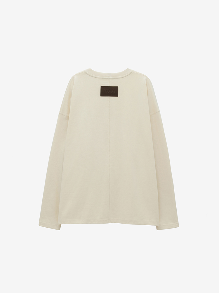 유지 UI 슬로건 긴팔 티셔츠 아이보리 | YUJI | KREAM