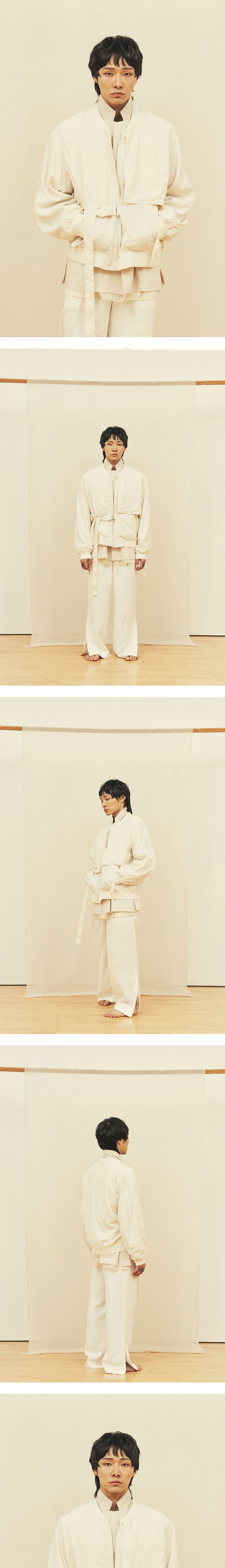 나아나나 웨이비 스트랩 블루종 크림 | NA A NANA | KREAM