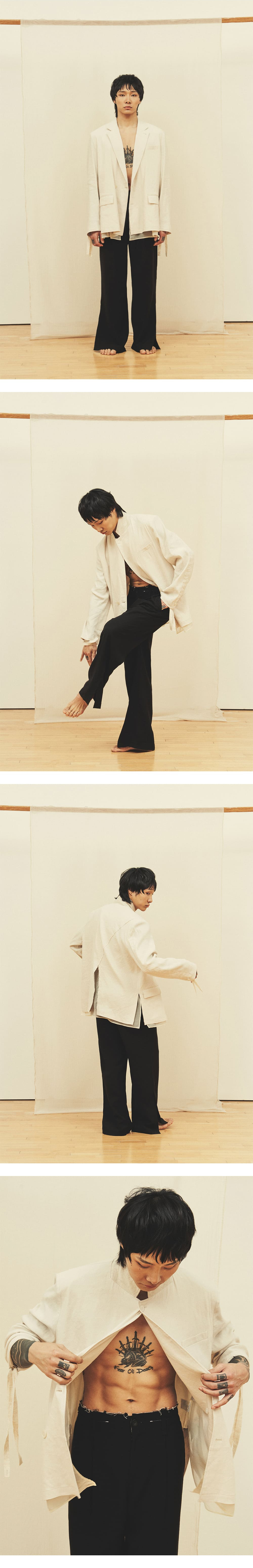 나아나나 슬릿 와이드 팬츠 블랙 | NA A NANA | KREAM