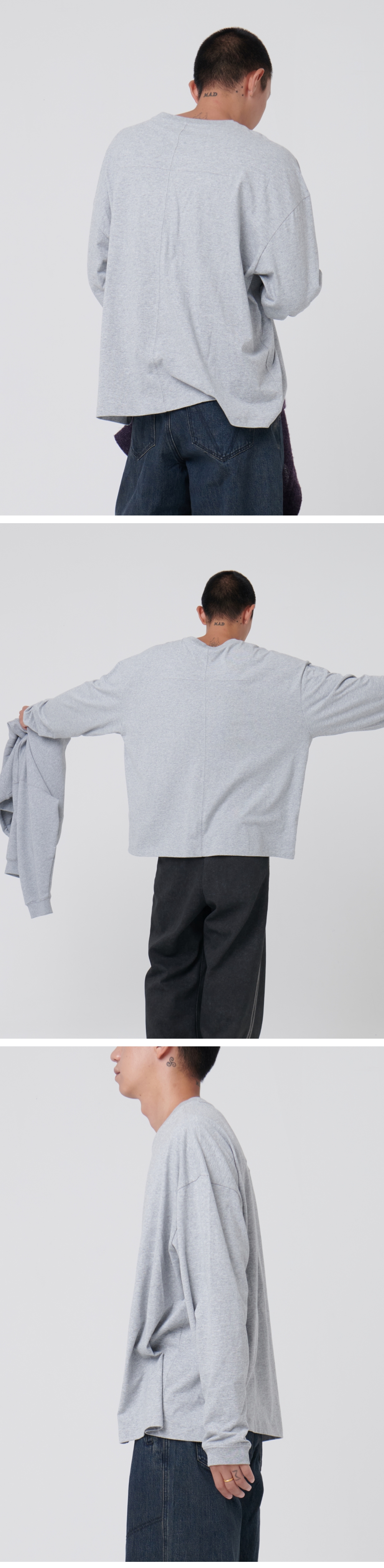 본바트 시그니쳐 인시젼 코쿤 롱 슬리브 멜란지 그레이 | Vonvat | KREAM