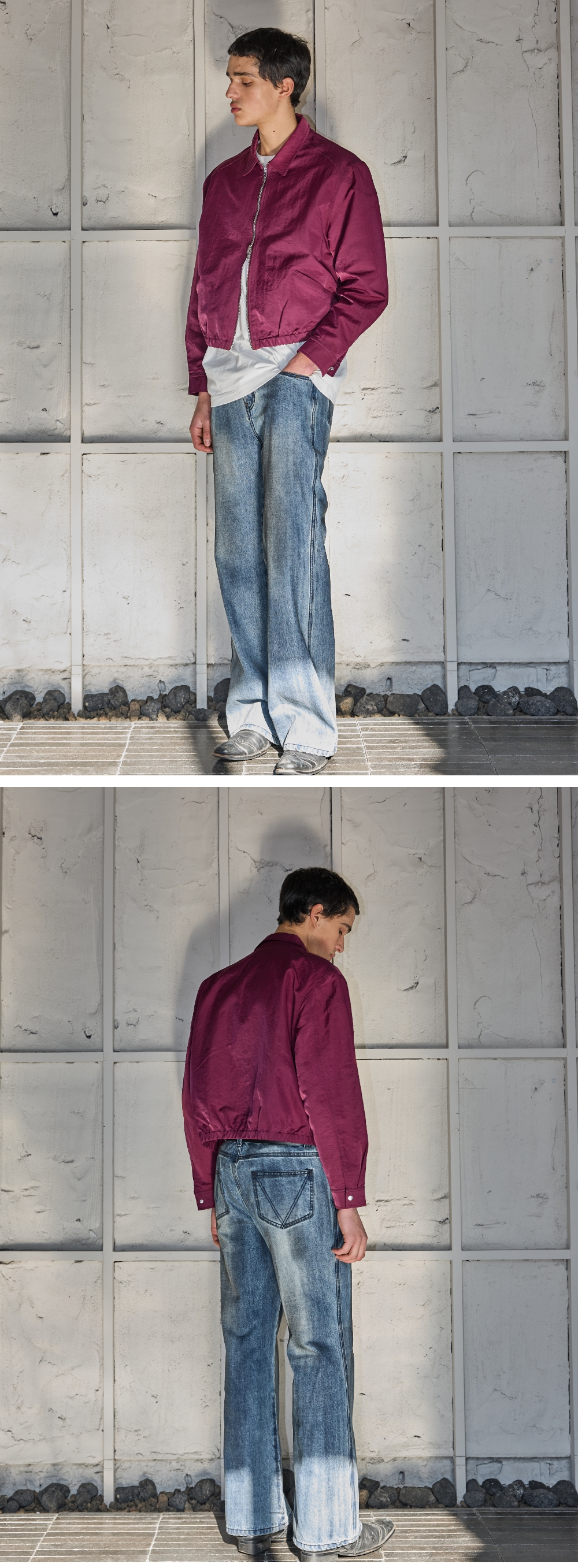 본바트 숄더 패드 집업 셔츠 자켓 버건디 | Vonvat | KREAM