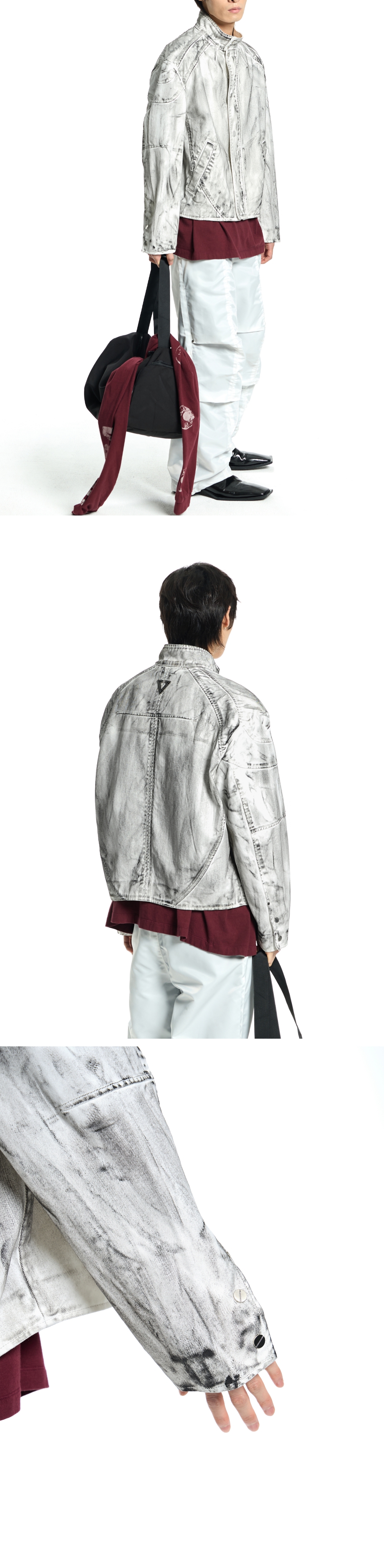 본바트 패디드 데님 바이커 자켓 화이트 | Vonvat | KREAM