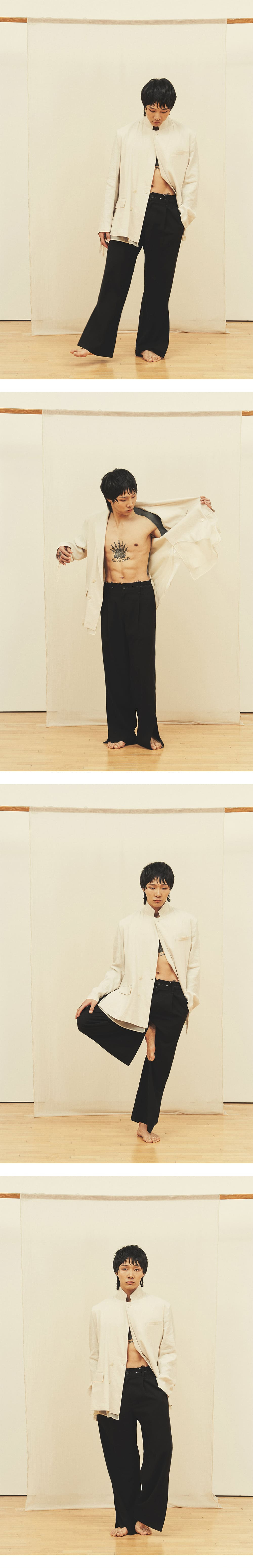 나아나나 슬릿 와이드 팬츠 블랙 | NA A NANA | KREAM