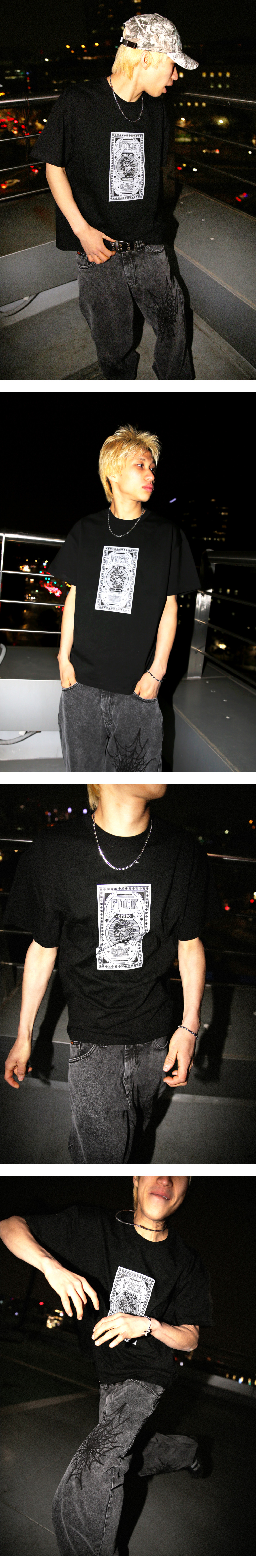 이알에스코 퍽 카드 티셔츠 블랙 | ersco | KREAM