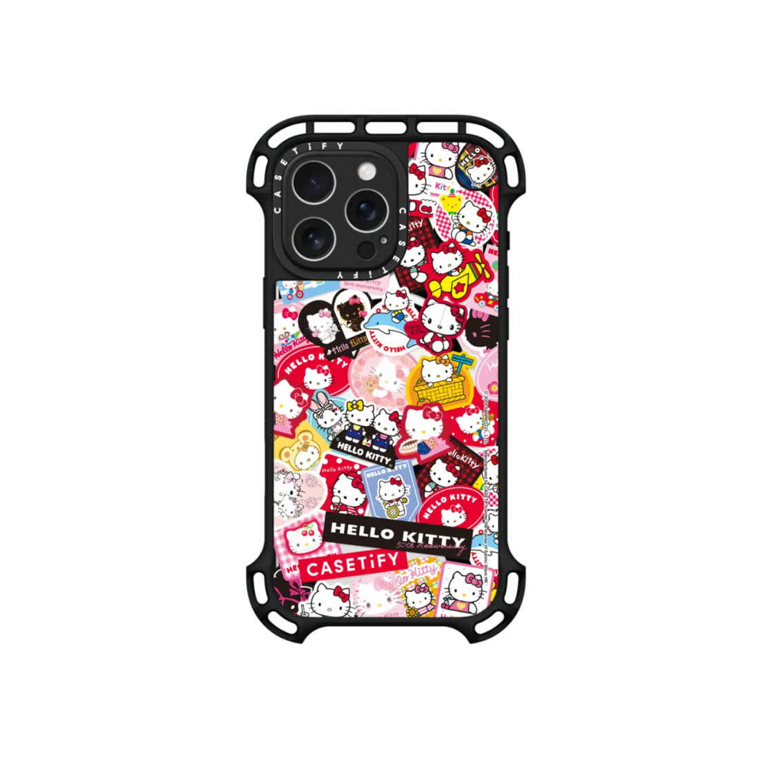 케이스티파이 x 헬로 키티 아이폰 50주년 스티커 맥세이프 호환 울트라 바운스 케이스 블랙 | Casetify | KREAM