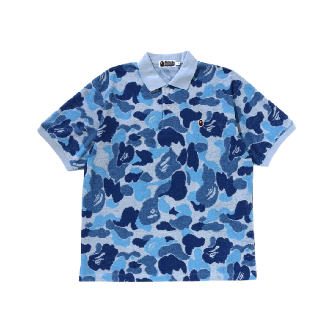 베이프 ABC 카모 파일 자카드 릴렉스드 핏 폴로 셔츠 블루 | BAPE | KREAM