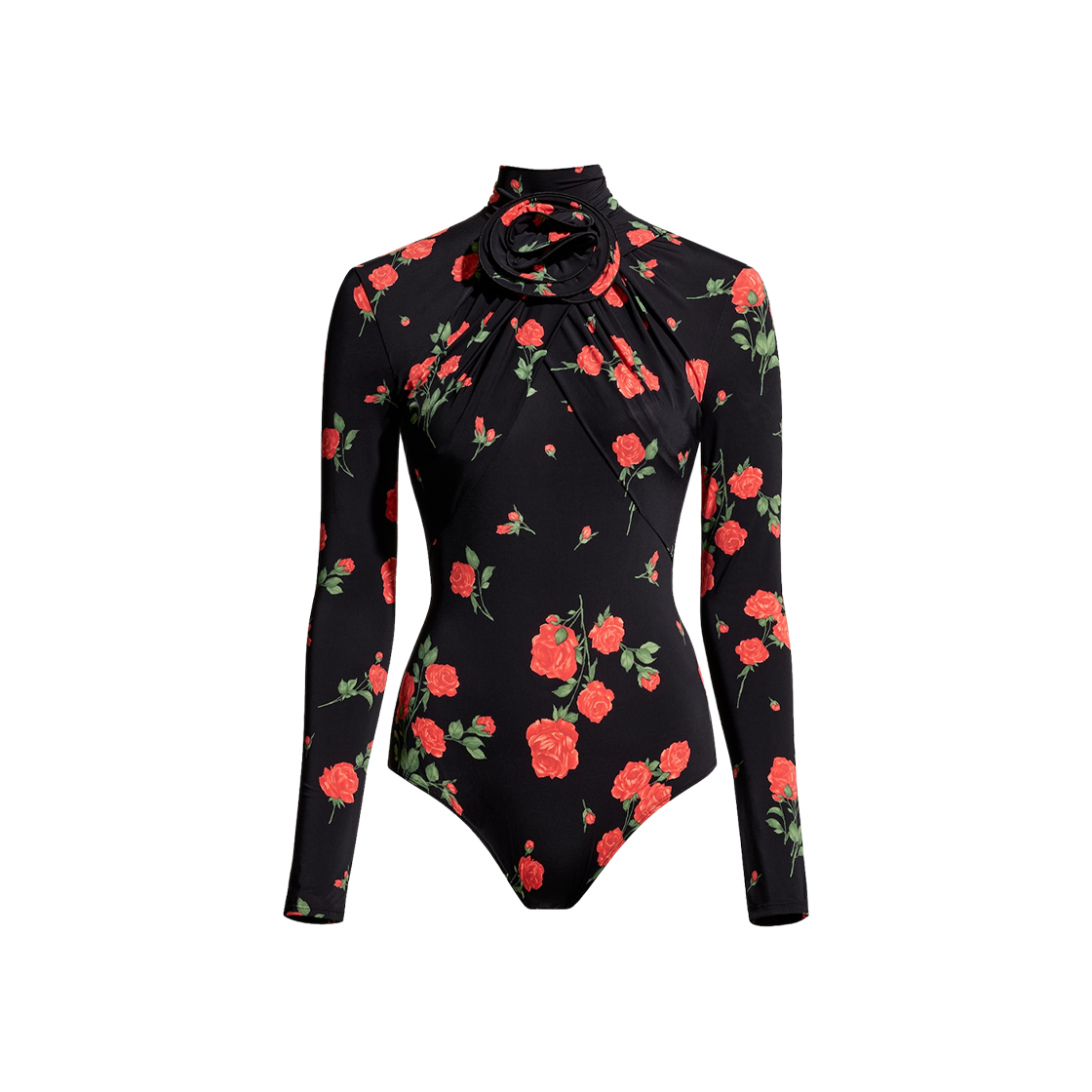 (W) 에이치앤엠 x 막다 부트림 로즈 아플리케 랩 스타일 바디수트 블랙 로즈 | H&M | KREAM