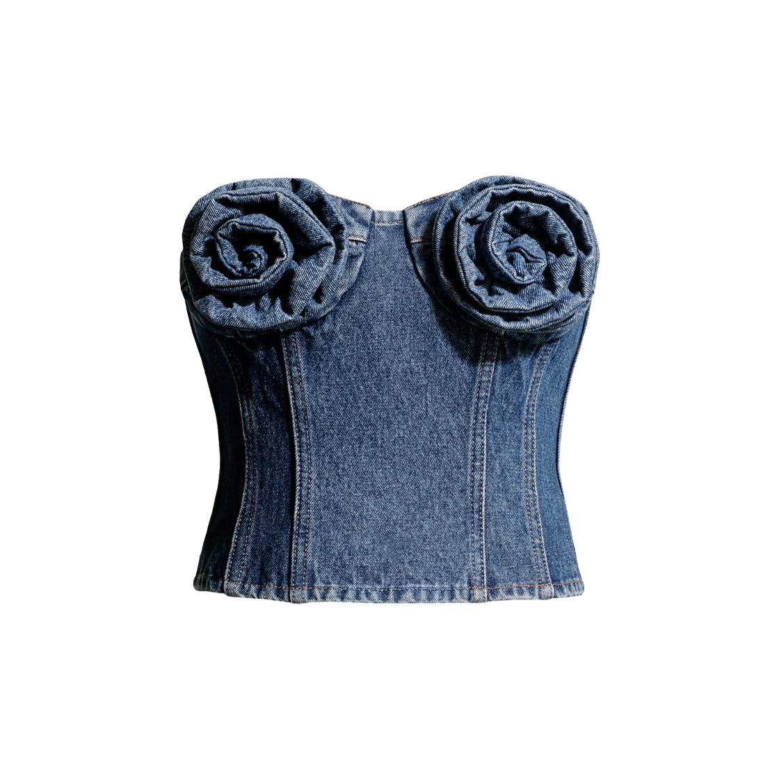 (W) 에이치앤엠 x 막다 부트림 로즈 아플리케 데님 뷔스티에 탑 데님 블루 | H&M | KREAM