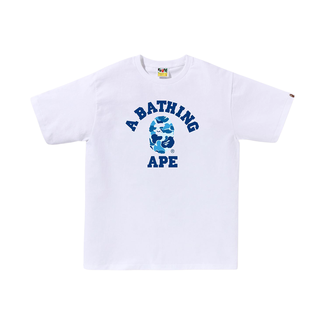 베이프 ABC 카모 컬리지 티셔츠 화이트 블루 | KREAM