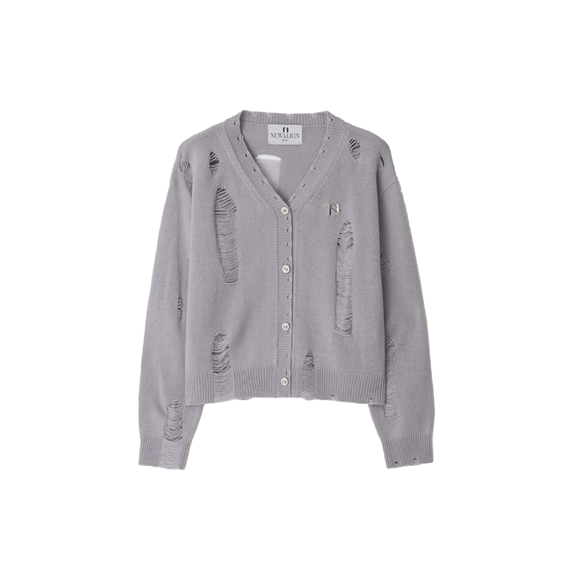뉴얼린 뉴얼린 엠블럼 빈티지 가디건 퍼플 그레이 | NEWALRIN | KREAM