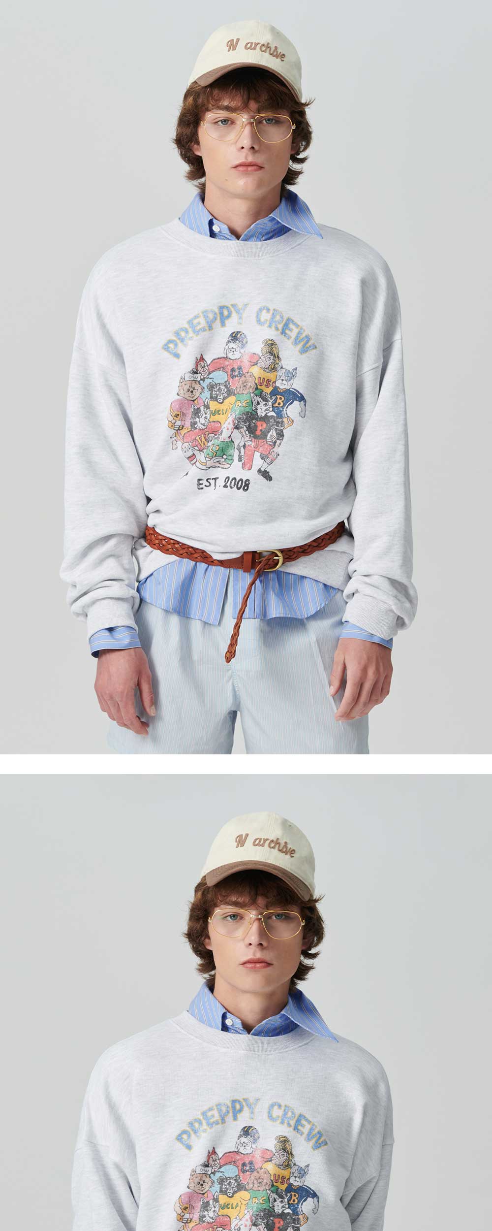 엔 아카이브 헤비 웨이트 코튼 빈티지 프린트 90's 스웨트 셔츠 그레이 | N ARCHIVE | KREAM